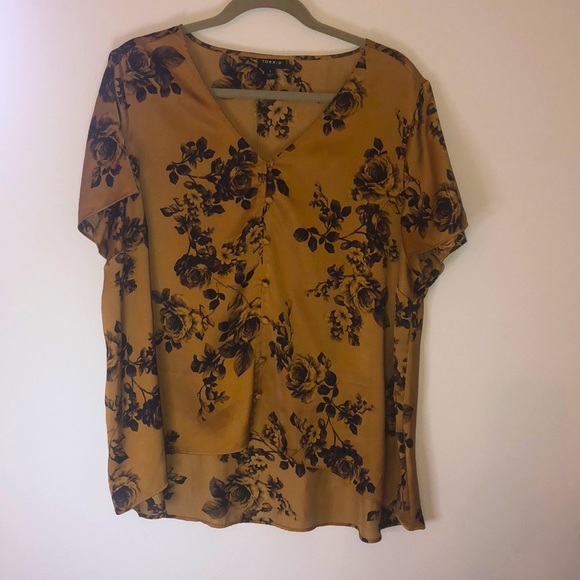 torrid | Tops | Torrid Gold And Black Floral Blouse Sz See Chart This ...